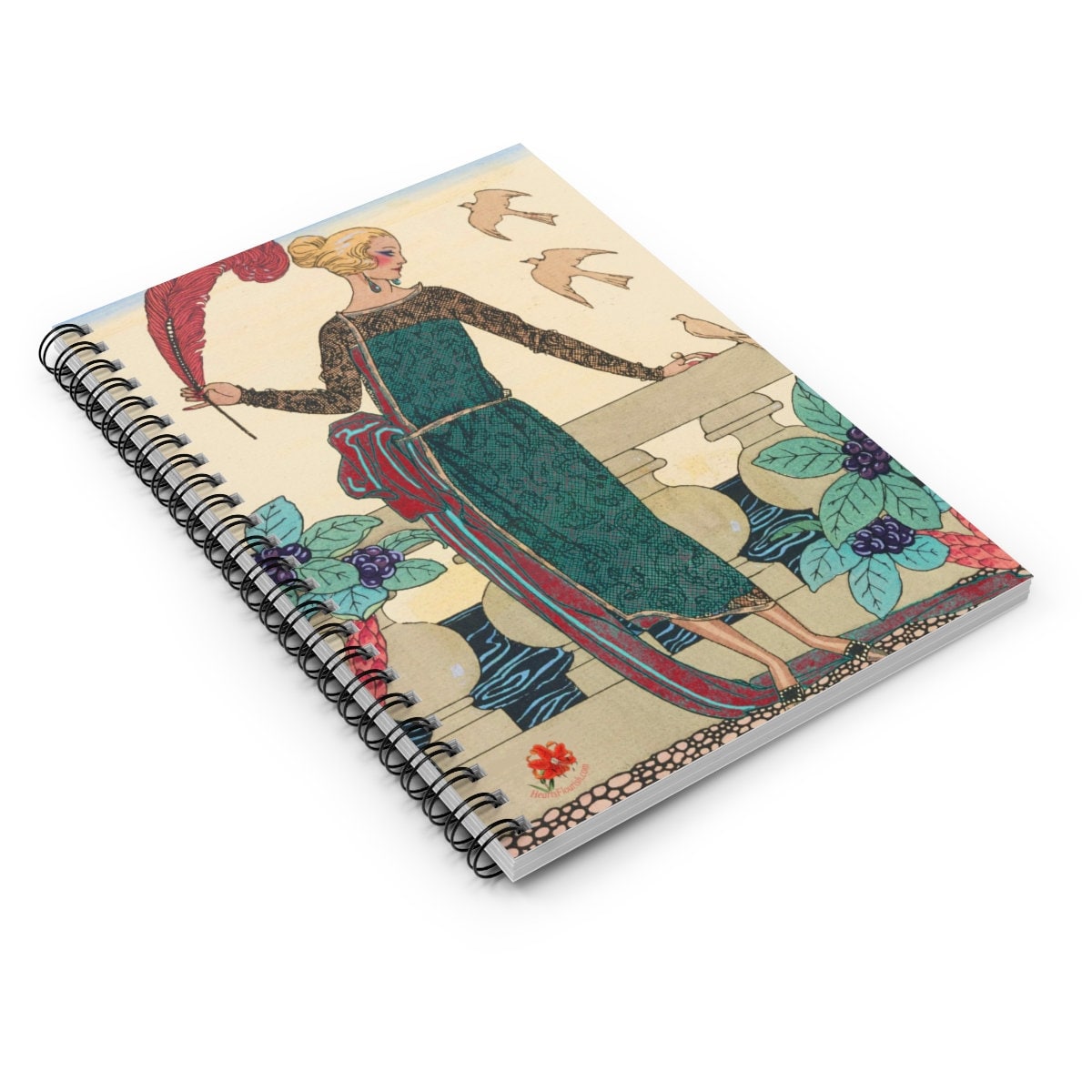 1920's Haute Couture Spiral Notebook - Ruled Line